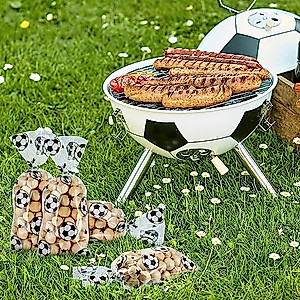 100 Pcs Soccer Treat Bags Gift Bags, Soccer Party Favors Bag Heat Sealable Treat Candy Bags Soccer Cellophane Bag with 100 Pcs Silver Twist Ties (Clear)