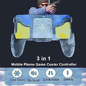 KingTSYU Mobile Game Controller with Clooing Fan, Mobile Gaming Handle with Triggers for 4-6.7" iPhone/Android Phone, Phone Gaming Joystick Gamepad Grip for PUBG/COD/Call of Duty