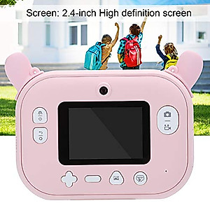 Digital Camera for Children, Cartoon Camera Portable Kids Mini Digital Camera Automatically Print Photo 2.4inch High Definition Screen