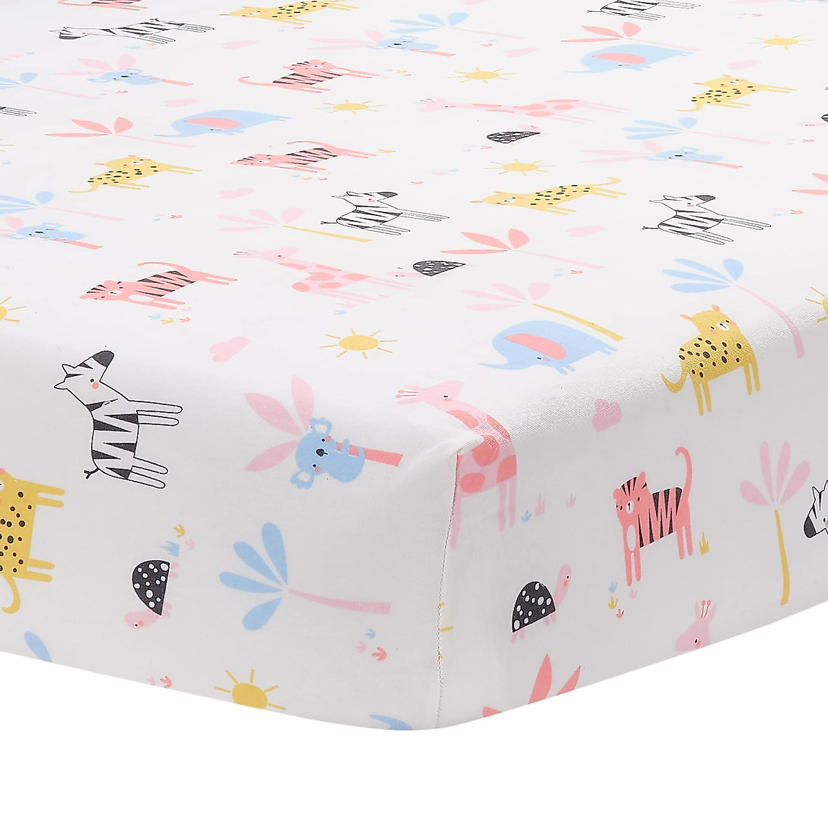 Lambs & Ivy Snuggle Jungle Pastel Safari Cotton Jersey 3-Piece Crib Bedding Set