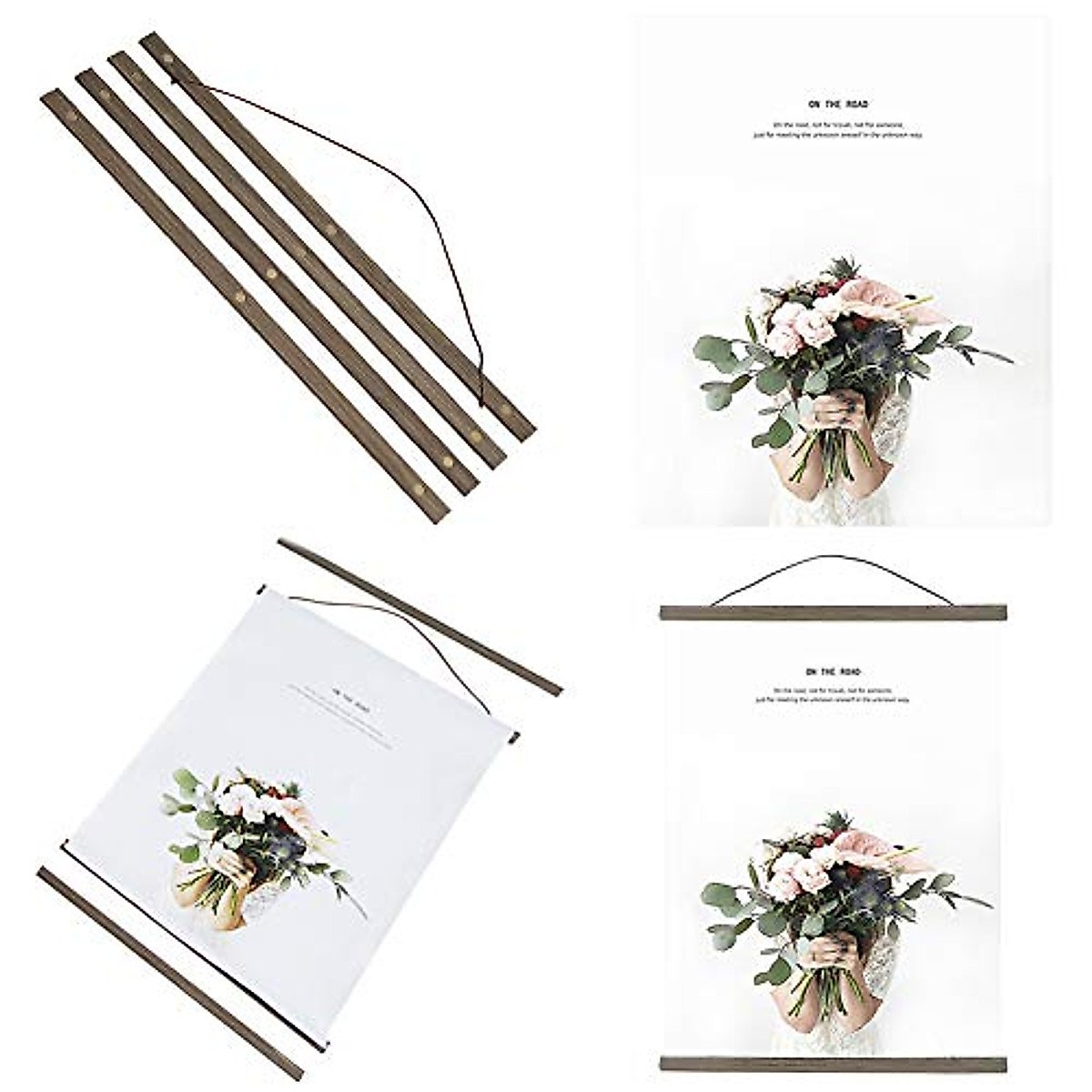 Miaowater Magnetic Poster Frame Hanger,12x16 12x18 12x20 12x24 Light Wood Wooden Magnet Frames Hangers for Photo Picture Art Canvas Print Artwork Wall Hanging Grey 12''