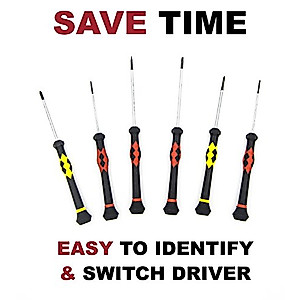 Kutir Precision Screwdriver Set (Set of 6) - Magnetic Flathead and Philips With Separate Colors Handle - Professional Repair Tool Kit For Electronics, iPhone, SmartPhone, PC, Jewelry, Watch, Eyeglass