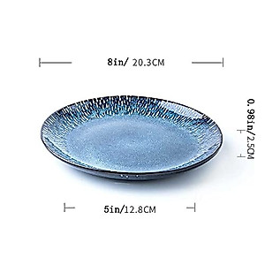 Ceramic Dinner Plates 4-pack Blue Plate Ceramic Plate Round Nordic Flat Plate Western Plate Steak Plate Tableware Salad Pasta Dinner Plates