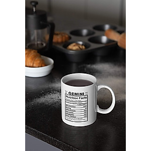 Gemini Nutrition Facts Coffee Mug Funny Motivation Inspiration 11-ounce White Ceramic Novelty Cup CMP00136