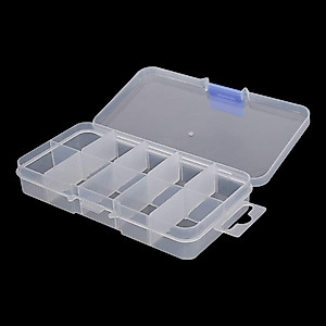 Jutagoss Plastic String Organizer Box With Dividers, 5.12x2.76x0.87 inch,10 Mpartment Craft Storage Containers, 4PCS Bead Tackle Bolt Screw Small Parts Rock Collection Box.