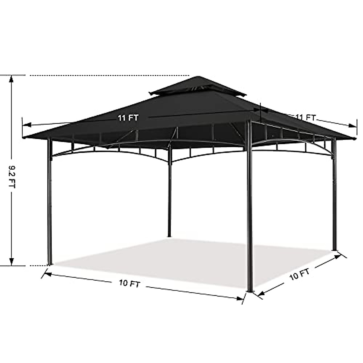 MASTERCANOPY Outdoor Garden Gazebo for Patios with Stable Steel Frame(11x11, Black)
