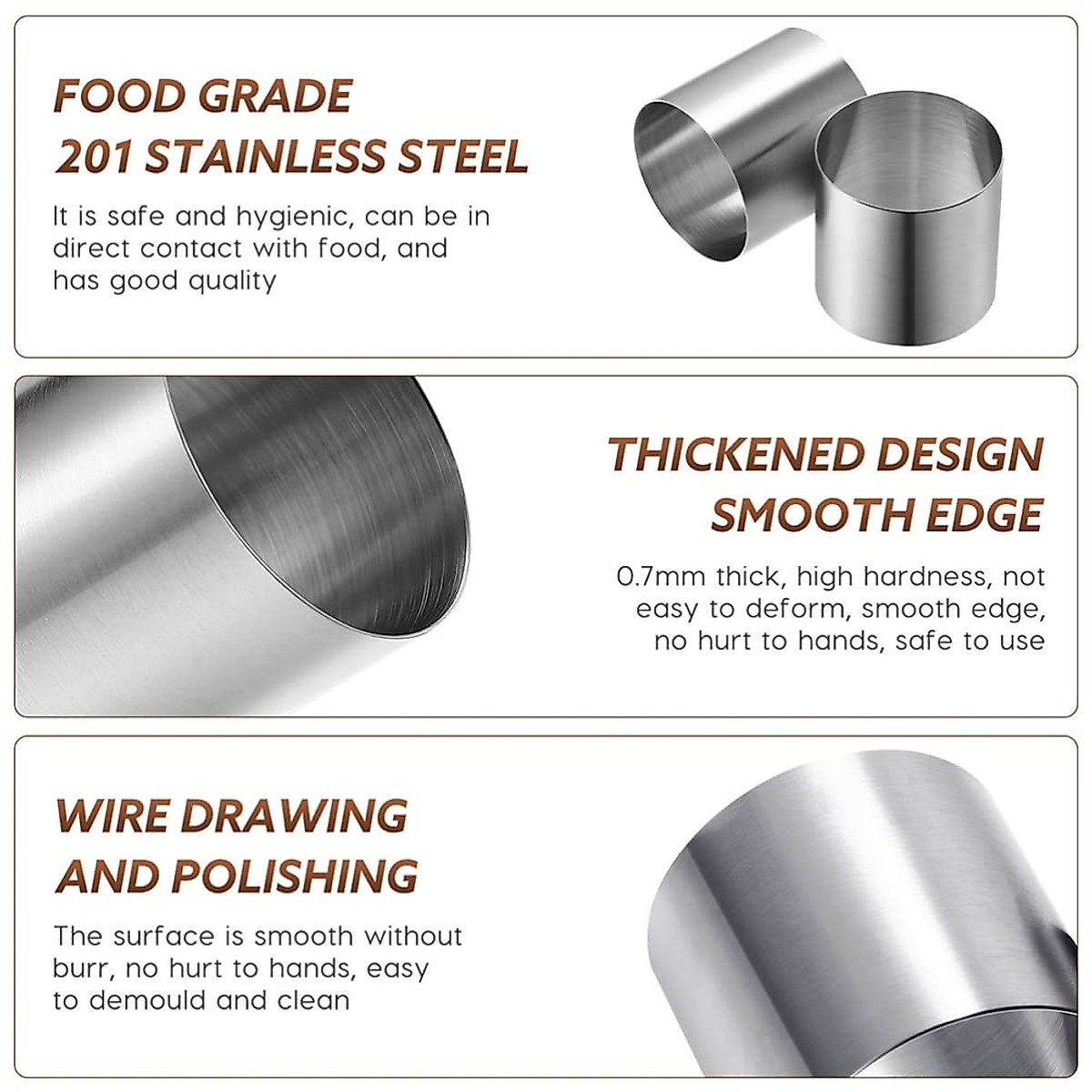 Hemoton Cutter Cake Rings 12 Pcs Round Cake Stainless Steel Cake Ring Mousse Mini Fondant Cheese Baking Pastry Rings Salad Dessert Cake Decorating Tools 5cm Cake Mousse Rings