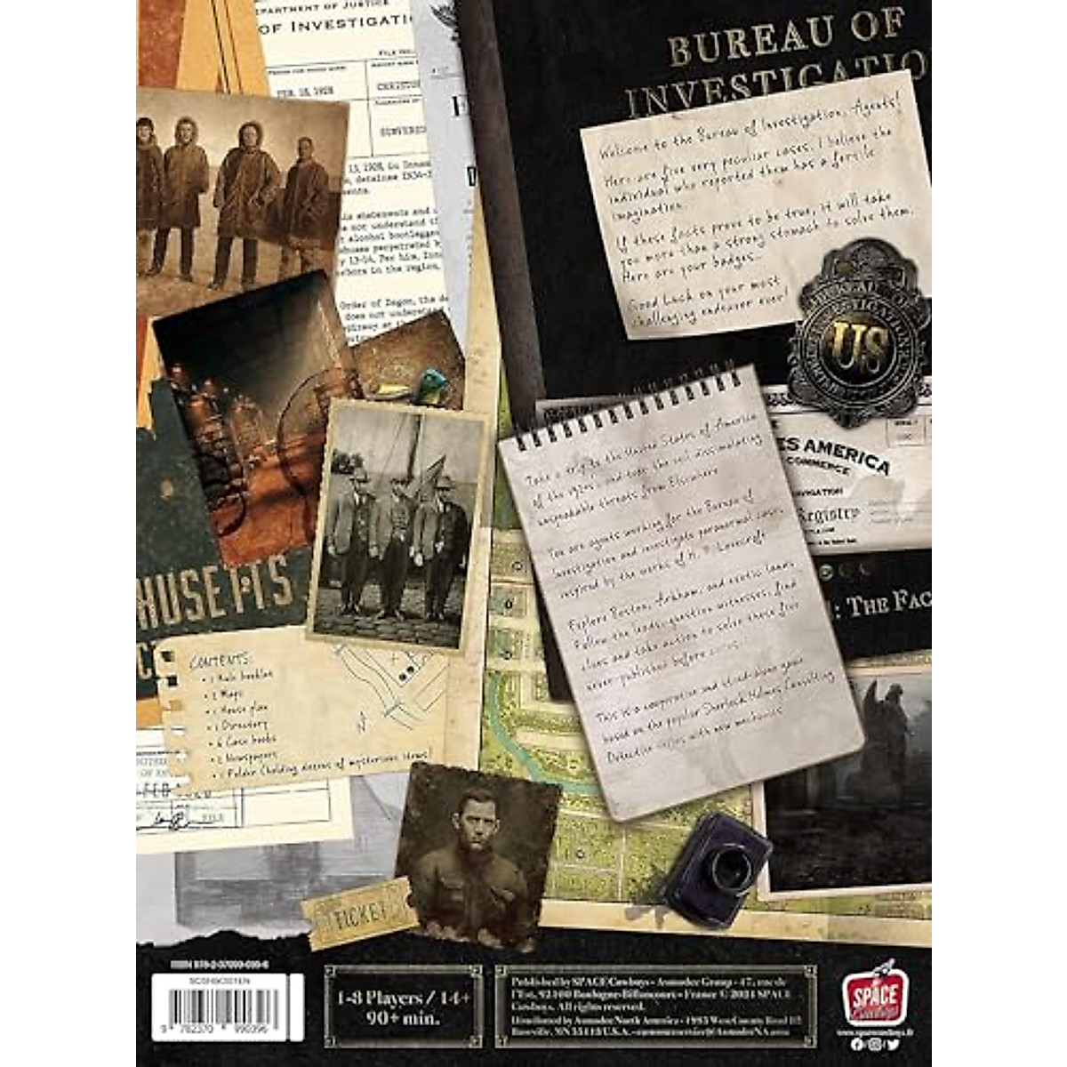 Bureau of Investigation: Investigations in Arkham & Elsewhere Board Game, Cooperative Mystery Game for Kids & Adults, Ages 14+, 1-8 Players, 120-240 Minute Playtime, Made by Space Cowboys