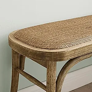 Linon Natural Bentwood Woven Rattan Seat Hank Bench