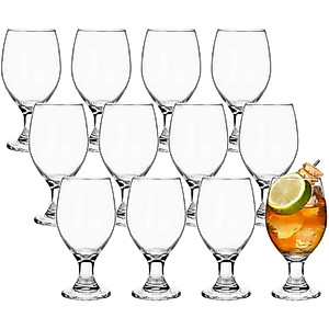 Bekith 12 Pack Goblet Party Glasses, 13-Ounce Classic Beverage Glass Juice Glasses, Clear