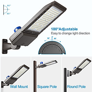 2Pack 320W LED Parking Lot Lights 44800lm (Eqv.1200W MH/HPS) 5000K Daylight Led Parking Lot Lighting with Photocell,Arm Mount, IP65 Outdoor Area Light Energy Saving Upto 2400KW*2/Y(5Hrs/Day)