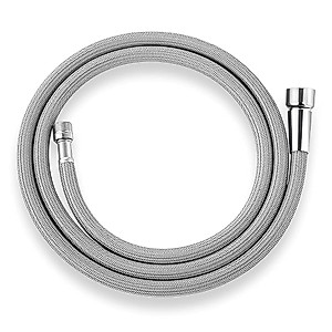 Bainser Pull Out Faucet Hose Replacement, M15 x G1/2 x 150cm, Pull Down Faucet Sprayer Hose, Anti-entanglement, Nylon Gray - Non Universal