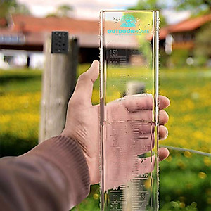 Outdoor Home Rain Gauge. Professional 6 Inch Capacity Aussie Made Heavy Duty Rain Measure Gauge. Reliable, Accurate Fence Or Post Mount Rain Gauge. Ideal Outdoor Tool for Garden, Yard & Farm.