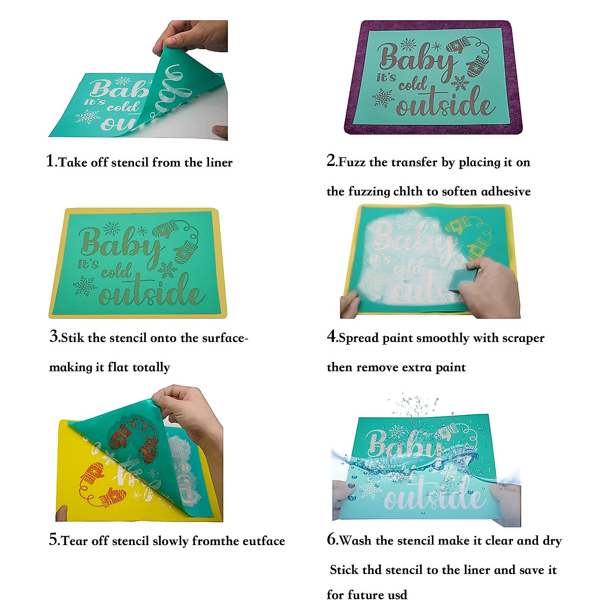 BOOLOOEN Silk Screen Stencil, Self Adhesive Washable Reusable Screen Printing Screen Transfer Home Decor, T-Shirts, Pillows, Cloth Bags, Wood Paintings