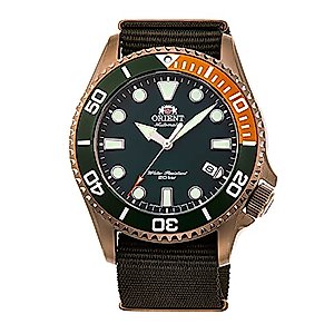 Orient Men's Stainless Steel Japanese Automatic Watch with Leather Strap, Brown, 22 (Model: RA-AC0K04E10B)