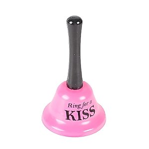 Ring for a Kiss/Hug,Call Bell for Family Loves, Musical Hand Bells, Cow Bells with Stick Grip Handle Bell for Cheering at Sporting & Wedding Events,Jingles, Ringing (Ring for a KISS)
