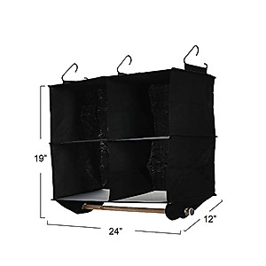 Household Essentials 4 Pocket Wide Organizer with Hangbar, Black