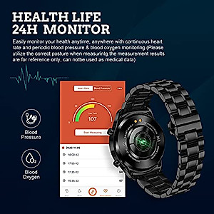 FILIEKEU Men Smart Watch for Android iOS, Bluetooth Calls Voice Chat with Heart Rate/Sleep Monitor Fitness Tracker, 1.3" Full Touch Screen IP67 Waterproof Stainless Steel Activity Tracker for Men