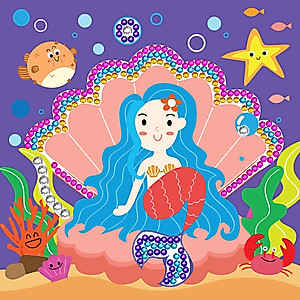 C.S. Kids My Mermaid Sea World 4-in-1 DIY Mega Kit for Kids (10 Arts and Crafts Projects: Sewing Kits for Doll and Keychain, Scratch Art, Diamond Art) Handcraft/Creative Art/DIY