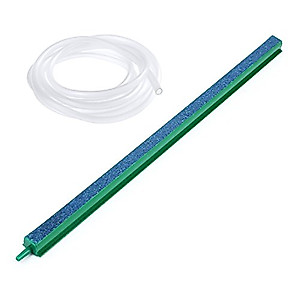 Saim Aquarium Fish Tank Mineral Air Bubble Air Stone Bar 16-Inch （Green/Blue） with 20Ft Clear Air Line.