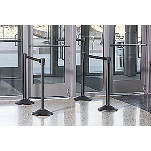 US Weight - U2000 Sentry Stanchion with 6.5 Foot Retractable Belt – Easy Connect Assembly (2-Pack), Black