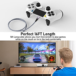 Extra Long USB C Charger Cable 16FT 2Pack,3.1A Braided PS5 Controller Charging Cable for PS5 DualSense Controller/Xbox Series X/S for Nintendo Switch,Samsung Galaxy S21/S20/S10,Note10 9 8