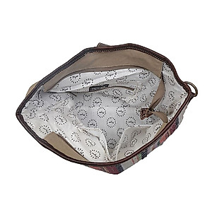 Myra Bag Multicolored Shoulder Bag Upcycled Cotton & Cowhide Leather S-2857