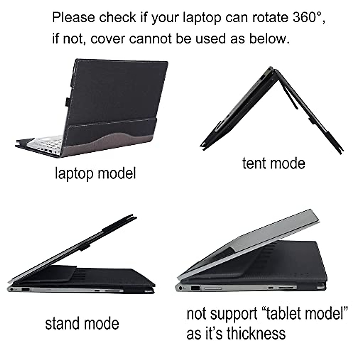 forubar Laptop Case Cover for Dell Inspiron 14 Plus 7430 7420 & Inspiron 14 Pro 5430 5420 7425 5425 [Not Other Models] Notebook Sleeve Computer Bag Protective PU Leather Shell (black)