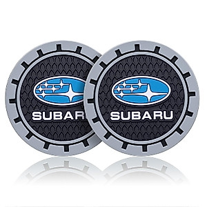 Tinemin Car Cup Coaster, 2PCS Universal Non-Slip Cup Holders, Compatible with Subaru Series Car Cup Holder Coasters，Car Drink Coaster Holder Accessory, Black