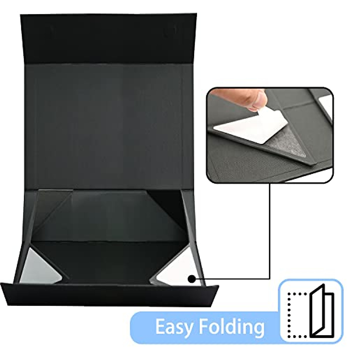 LIFELUM 5 Pack Gift Boxes 13 x 10 x 4.7 inch Large Gift Box with Magnetic Lids Sturdy Black gift box Reusable as Storage Bins Full Accessories Contains Card,Sticker,Ribbon, Shredded Paper Filler for Graduation