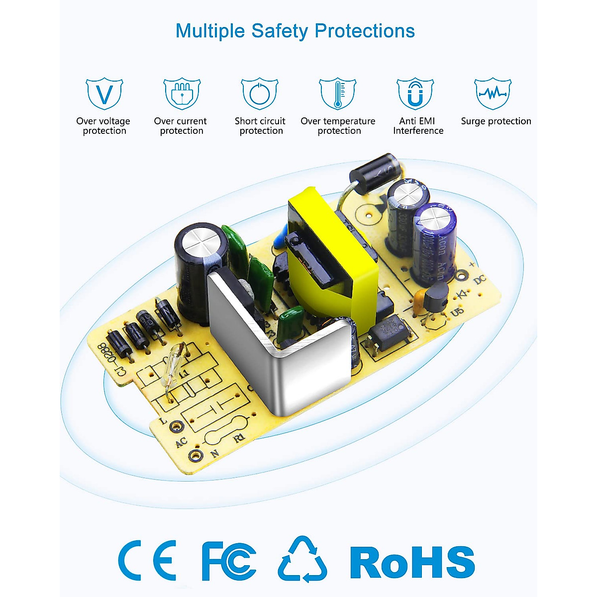 ALITOVE 5V 3A 15W AC 100V~240V to DC Power Supply Adapter Converter 5.5X 2.5mm 5.5x2.1mm Plug for WS2812B WS2811 WS2801 SK6812 LED Pixel Strip Light CCTV Camera Security System
