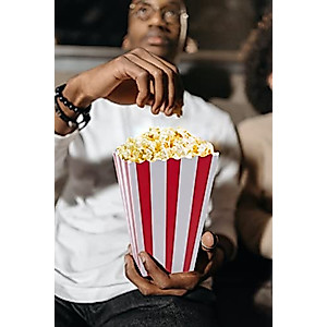 Jaojaopn Striped Popcorn Containers, 4.5 x 2.75 Mini Popcorn Boxes Snack Container Set for Movie Night or Various Party Themes. 50 pcs (red and white)