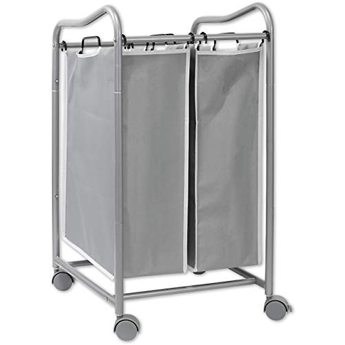 Simple Houseware Heavy-Duty 3-Bag + 2-Bag Laundry Sorter Cart, Silver