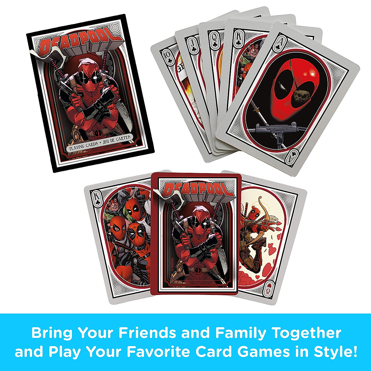 AQUARIUS Marvel Deadpool Playing Cards - Deadpool Themed Deck of Cards for Your Favorite Card Games - Officially Licensed Deadpool Merchandise & Collectibles - Poker Size