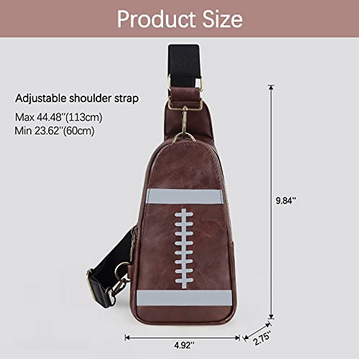 Ineowelly Sling Bag for Men and Women PU Leather Small Backpack for Women, Crossbody Sling Backpack Sport Rugby for Unisex Cycling Hiking Traveling(dark brown)