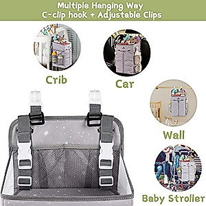 MATEIN Hanging Diaper Caddy, Portable Diaper Organizer Stacker, Nursery Storage for Changing Table, Crib, Playard or Baby Bed Stroller - Gifts for New Mom after Birth