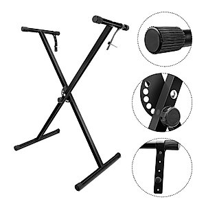 5 CORE Keyboard Stand Single X Style Adjustable Digital Electric Piano Riser Durable & Sturdy Music Synthesizer Holder Stands - 61 76 88 Keys KS1XBLK