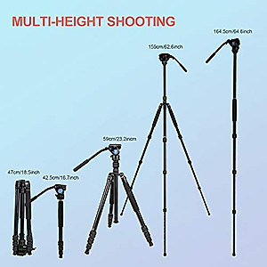 Sirui 2-in-1 Traveler Series Aluminum Video Tripod with VA-5 Fluid Head for Cameras Monopod Conversion 26.5lbs Load Capacity 62.6Inch 360 Degree Panning Base 1/4" and 3/8" Screws (Traveler VA)