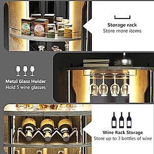 QNICE 71" LED Lights Industrial Bar (Dark Rustic Oak-1)