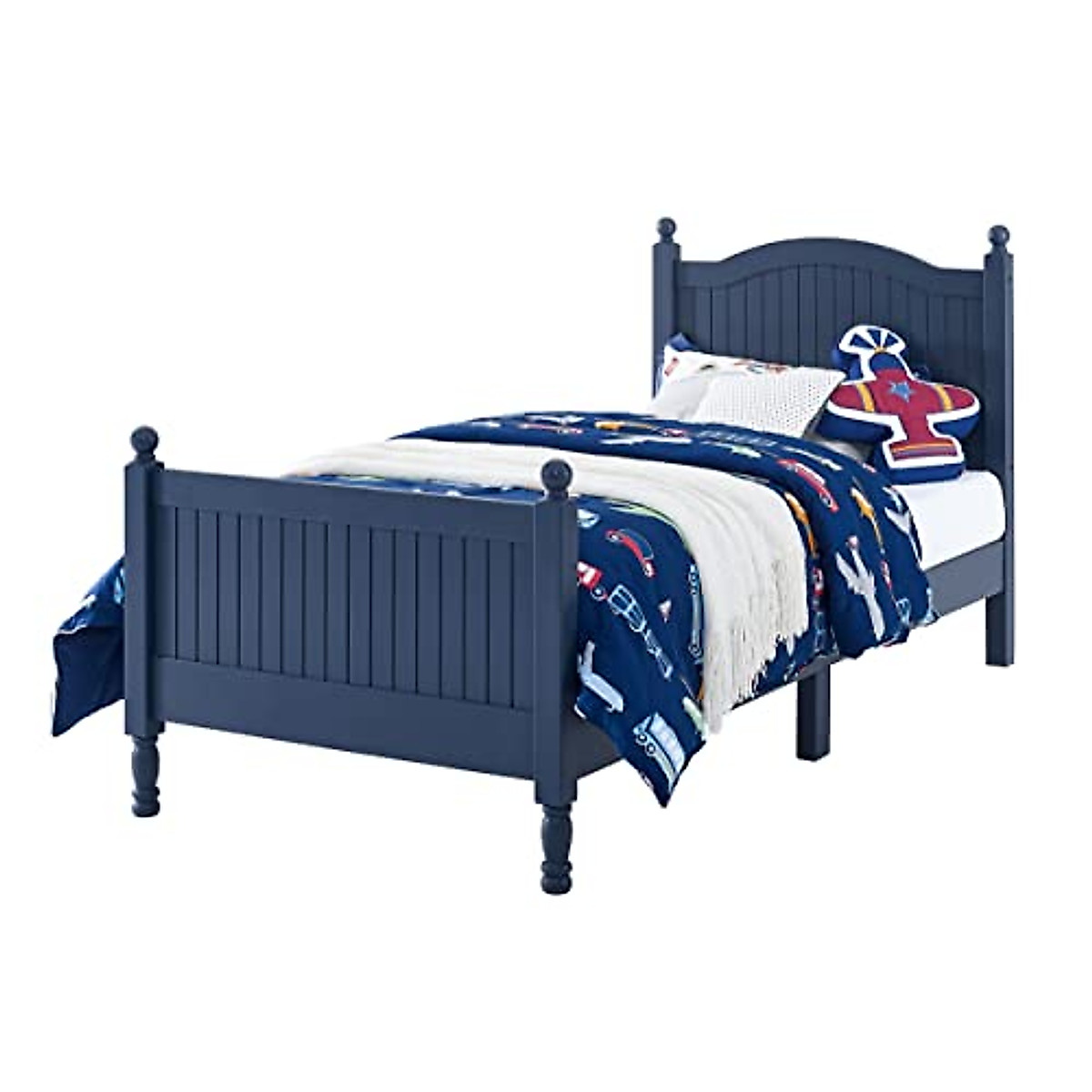 BIKAHOM Riley Twin Bed Frame, 11.5 inch Solid Wood Pine Bed Frame with Headboard & Footboard, Wood Slat Support, No Box Spring Needed, Easy Assembly Bedroom Furniture, Dark Blue Finish