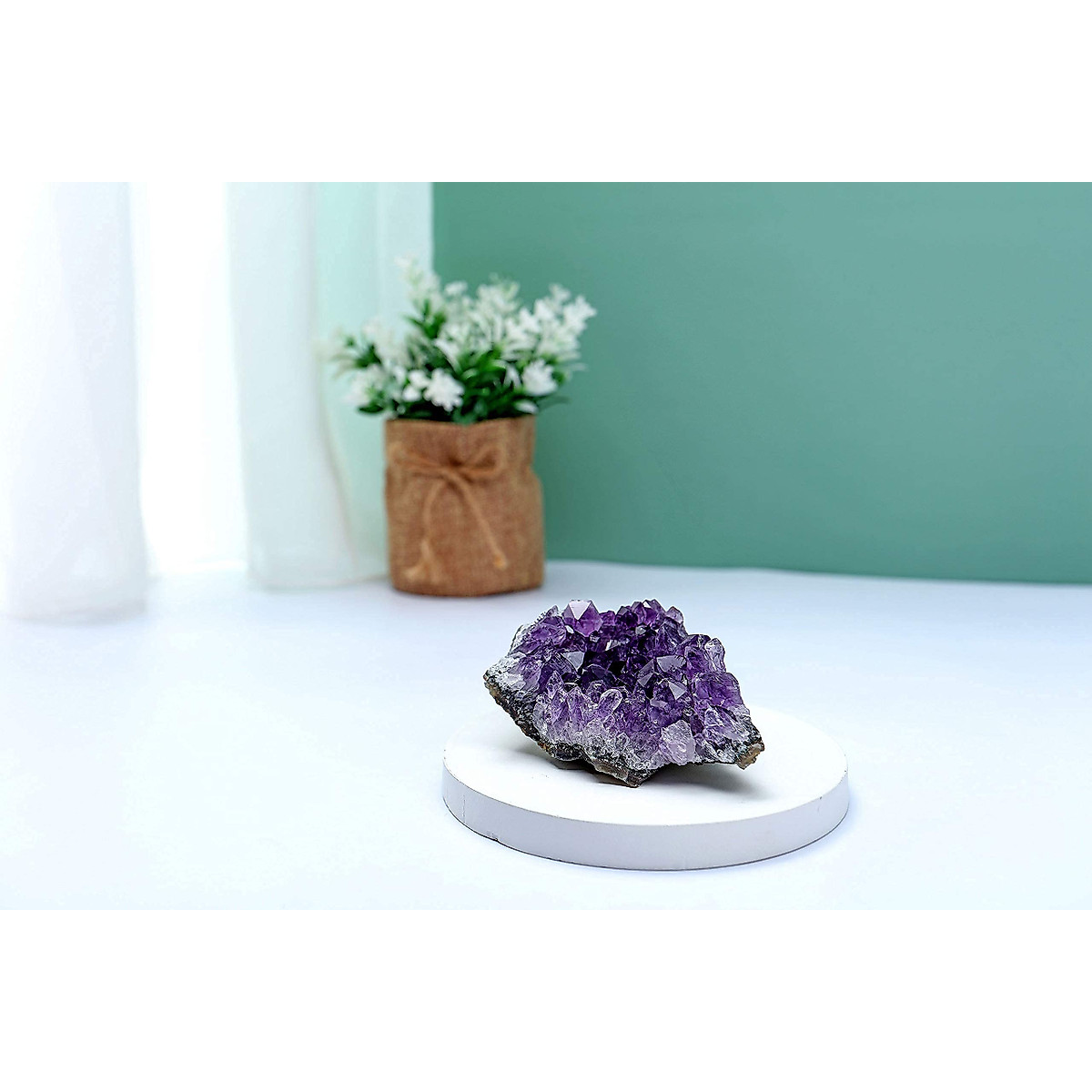 Jovivi Bundle - 2 Items Amethyst Clusters Natural Raw Geode Healng Crystals Stone + Amethyst Crystal Tree Raw Healing Crystals Fluorite Base Bonsai