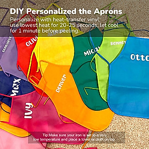 Caydo 24 Pieces 12 Colors Children's Artists Fabric Aprons for Kitchen, Classroom, Community Event, Crafts and Art Painting Activity