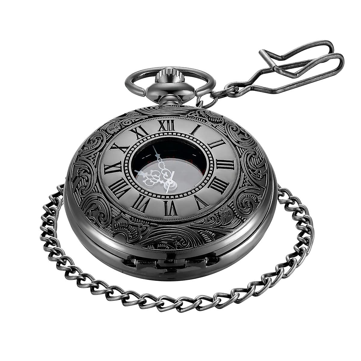 MJSCPHBJK Vintage Pocket Watch for Men Roman Numerals Scale Quartz Pocket Watches with Chain for Xmas Fathers Day Gift