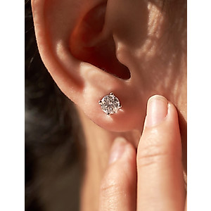 IMOLOVE Moissanite Stud Earrings with 0.6ct-3ct D Color Round Cut Lab Created Diamond Earrings in Sterling Silver with 18K White Gold Plated for Women Men-2