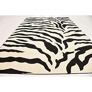 Unique Loom Wildlife Collection Animal Inspired with Zebra Design Area Rug, 9 ft x 12 ft, Ivory/Black