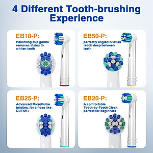 Replacement Brush Heads for Oral B, 16 Pcs Toothbrush Replacement Heads Compatible with Oral B Pro1000 Pro3000 Pro5000 Pro7000, Includes 4 Floss, 4 Cross, 4 Precision & 4 Whitening Brush Heads