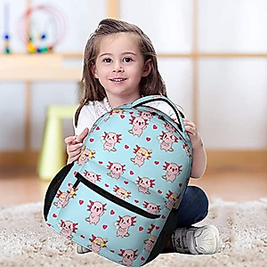 Cute Axolotl Backpack 17 Inch, Laptop Backpack Lightweight Backpack Casual Daypack With Adjustable Straps.Cute Funny Axolotl