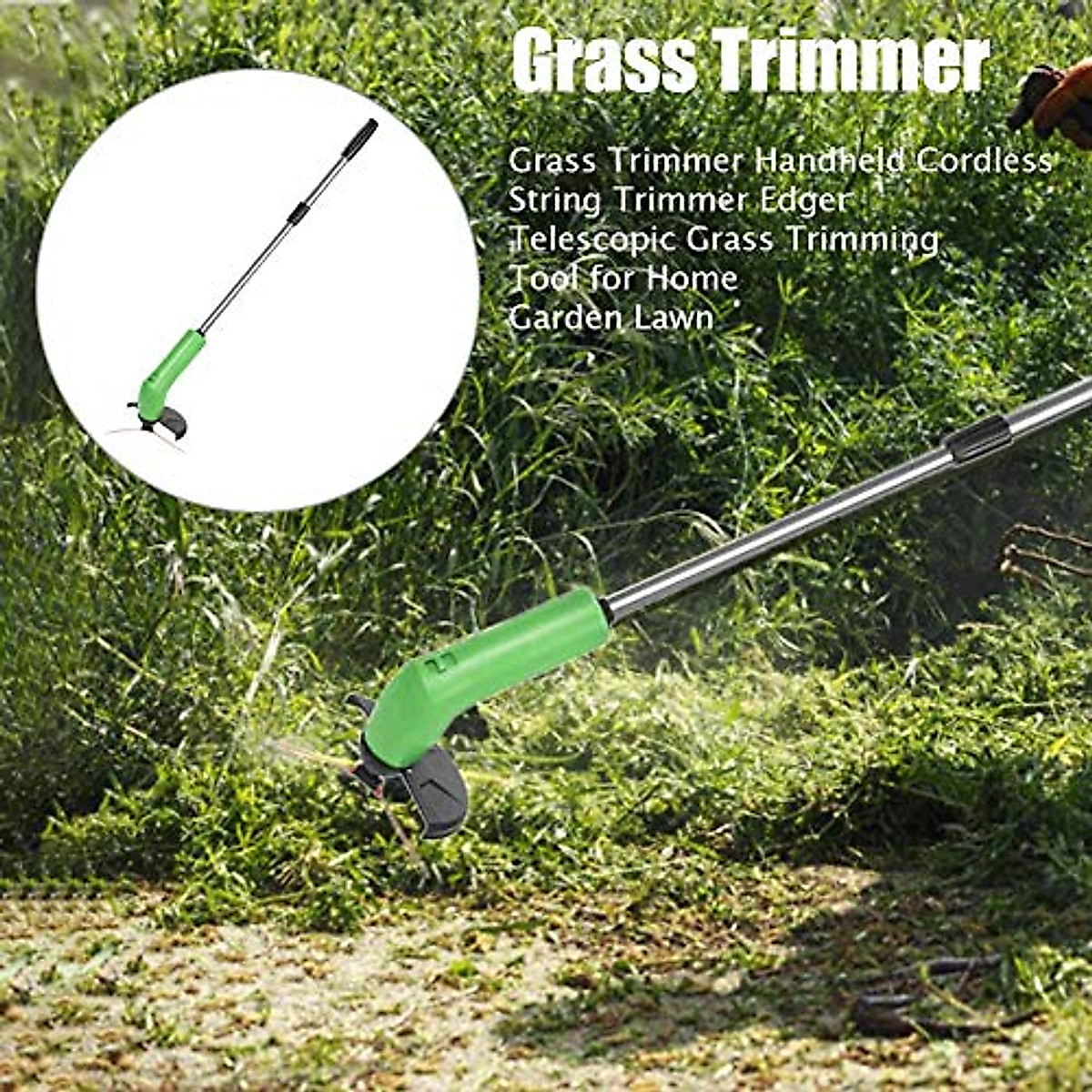 ampusanal Household Small Weed Trimmer, Lawn Mower, Portable Grass Trimmer Handheld, Cordless String Trimmer Edger, Telescopic Grass Trimming Tool, Use for Home Garden Lawn