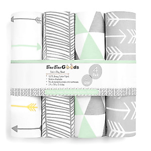 Pack n Play Sheets – Premium Pack and Play Sheets 4 Pack – 100% Super Soft Jersey Knit Cotton Playard Mattress Sheets – Portable Playpen Fitted Play Yard Mini Crib Sheet for Boy & Girl (24 x 38 x 5)