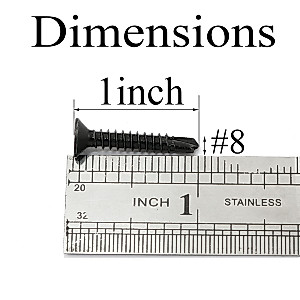 Pro Bamboo Kitchen #8 x 1Inch Self Drilling Screw 50PCS Black Flat Head Phillips Self Tapping Screws #8 x 1